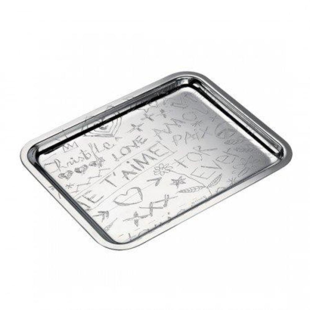 Graffiti Silver Plated Rectangular Tray
