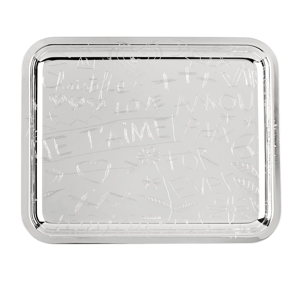 Graffiti Silver Plated Rectangular Tray