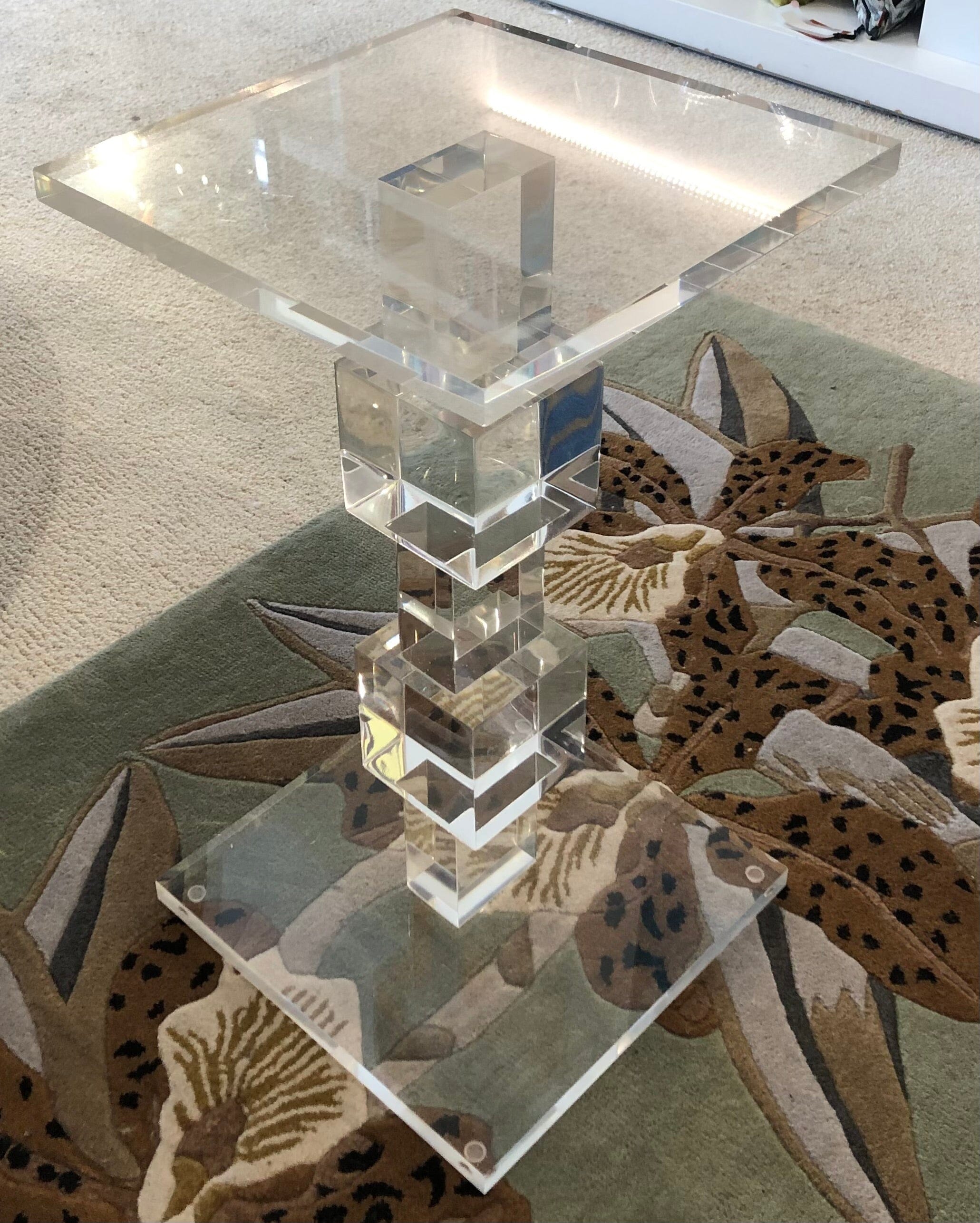 Acrylic Clear Square Block Table Pedestal